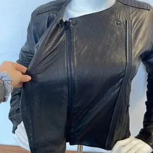 J Brand | Jackets & Coats | J Brand Blackish Brown Leather Asymmetrical ...